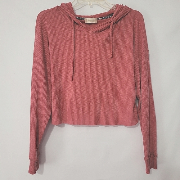 Altar'd State | Tops | Altard State Oversized Boxy Ribbed Hooded Crop ...